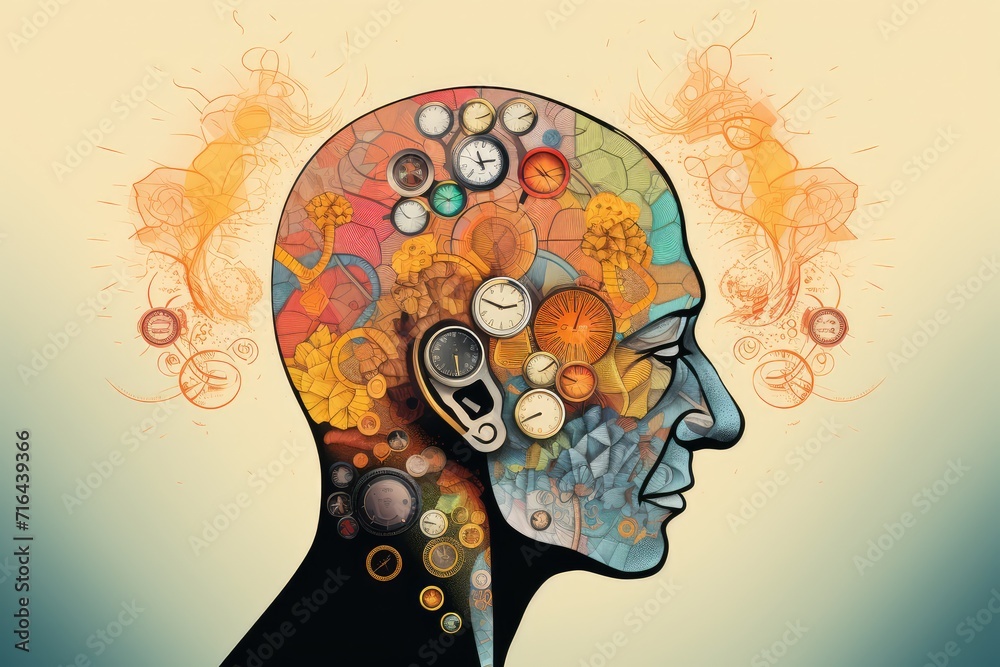 Brain dots pattern, mesmerizing display of neural particles. Electrical ...