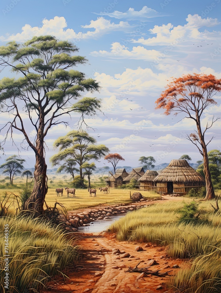 Wild African Savannas Country Painting: Captivating Rural Beauty in ...