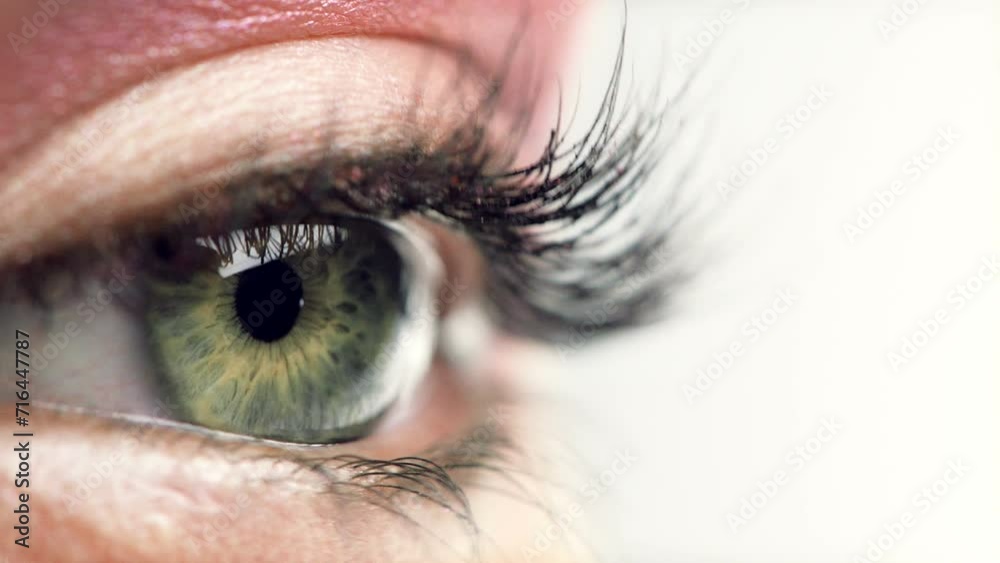 Skin, macro and eye of person thinking, vision and human blink isolated ...