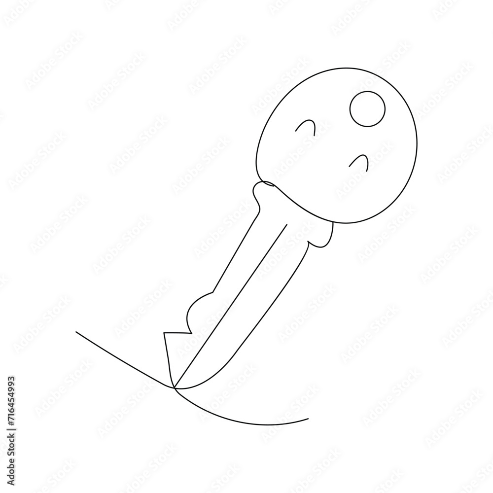 Key icon continuous one line drawing outline vector illustration Stock ...