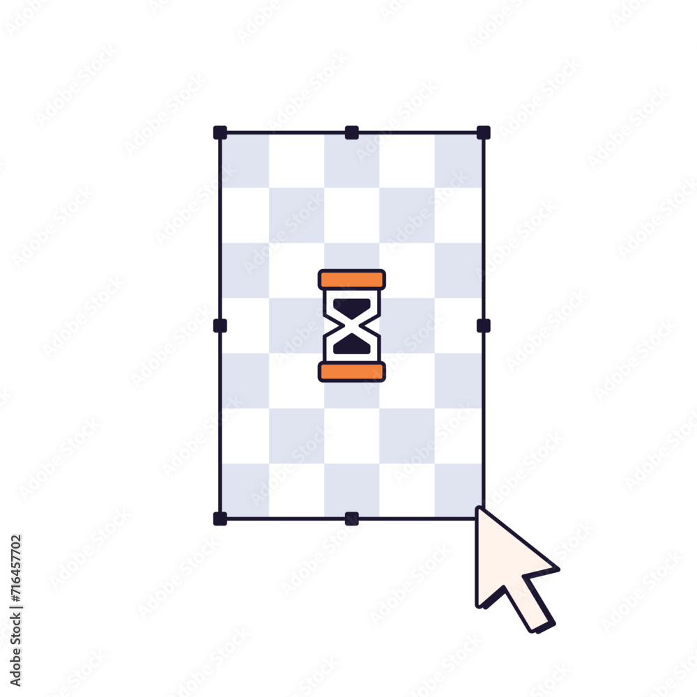 Retro computer cursor and hourglass on transparent png. Sandglass ...