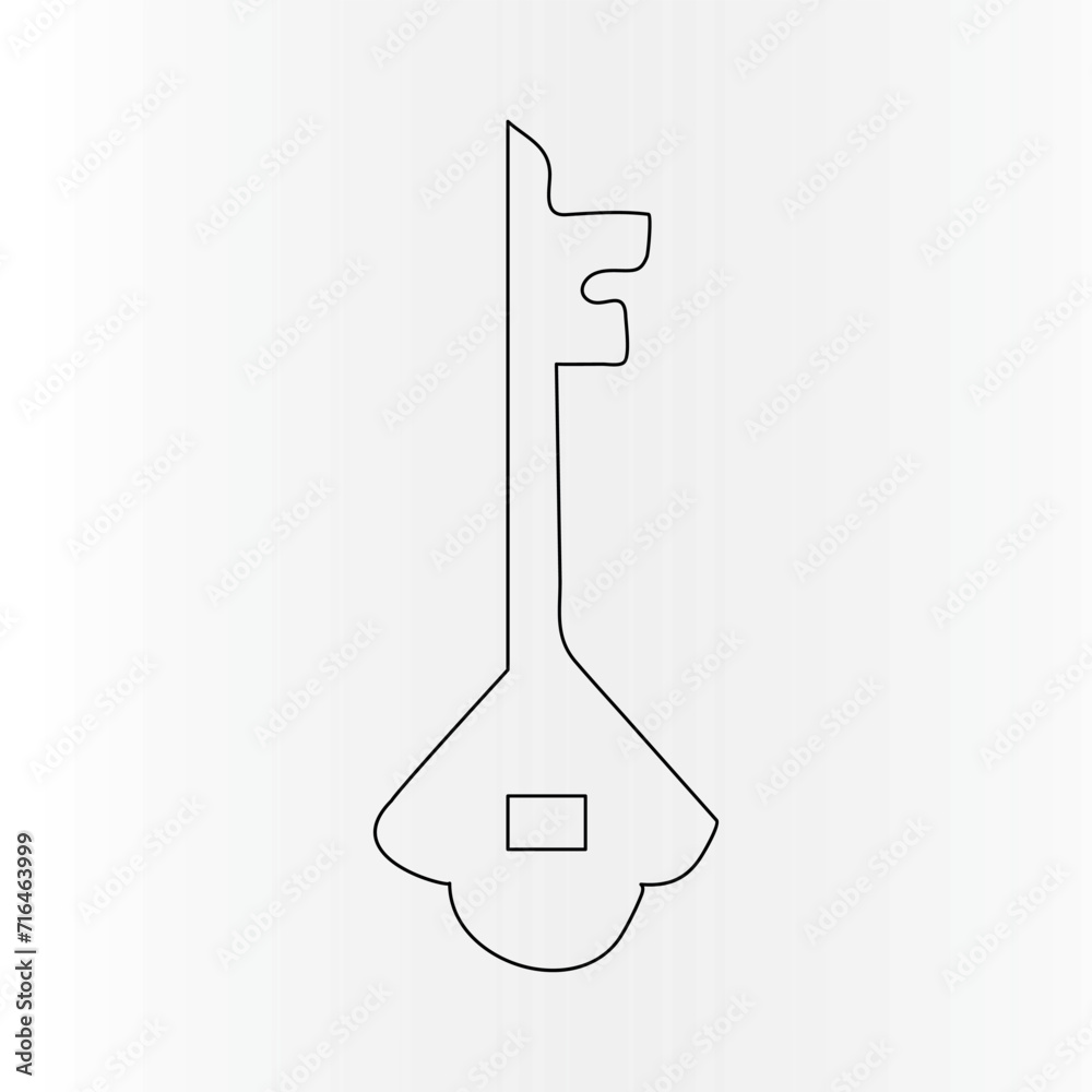 Key icon continuous one line drawing outline vector illustration Stock ...