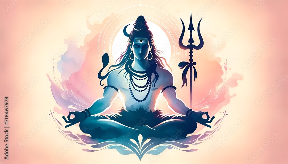 Watercolor illustration of lord shiva. Stock Illustration | Adobe Stock