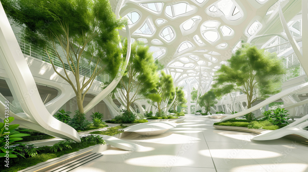 Futuristic Green Oasis, Urban Nature Resort. Sustainable City Planning ...