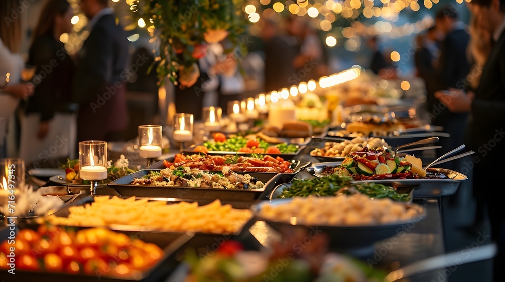 buffet in a restaurant, a buffet line with many different types of food ...