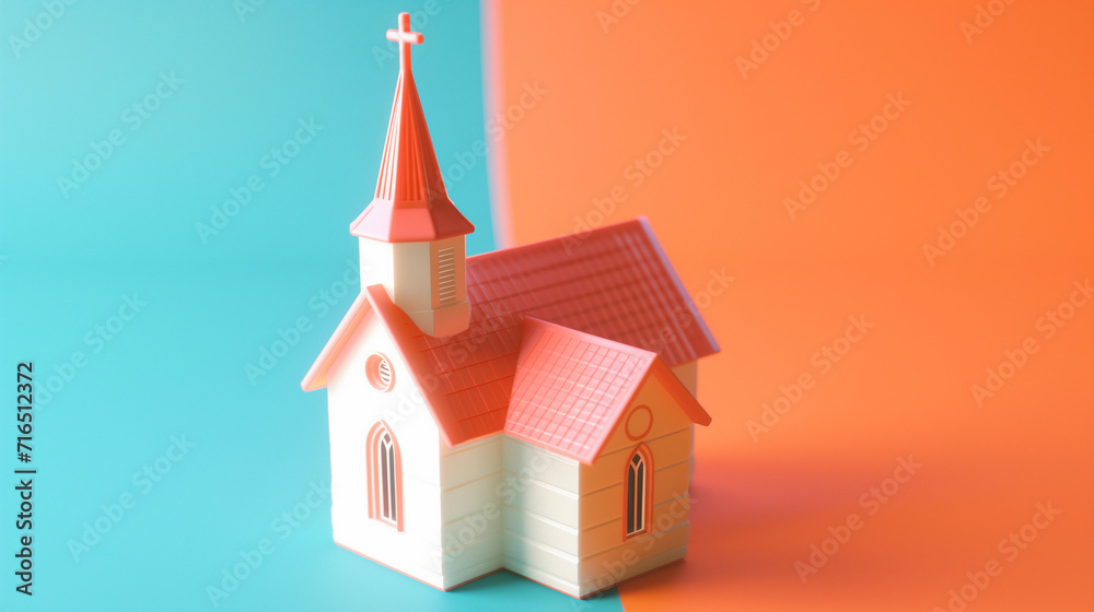 Plastic mini church dollhouse toy playset for bible school education ...