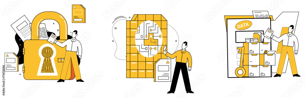 Data management vector illustration. Managing information is like ...