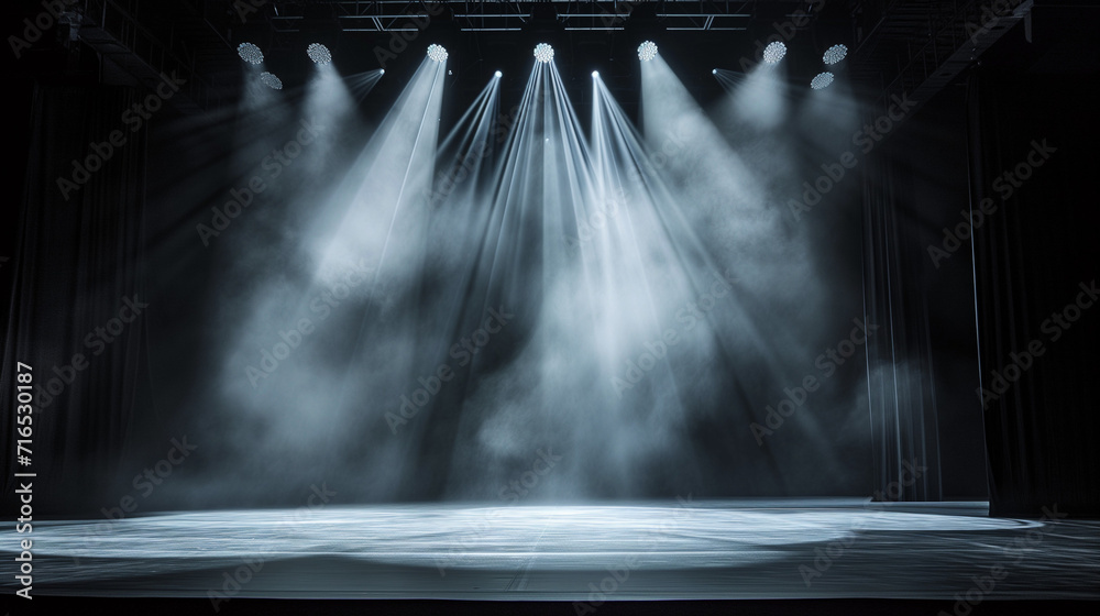 falls in the night, Artistic performances stage light background with ...