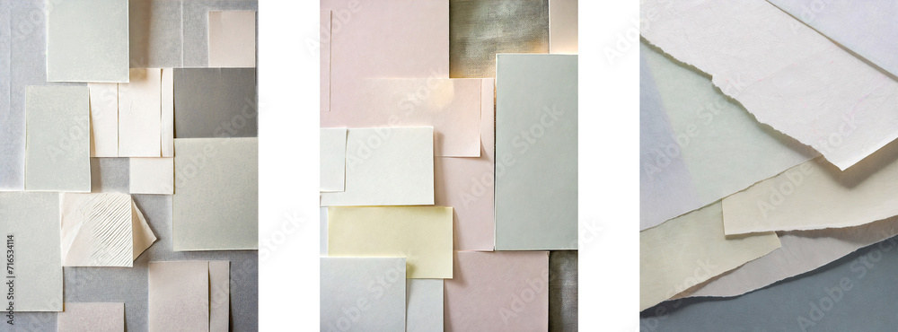 Blank pieces of paper, crumpled and textured craft paper for ...