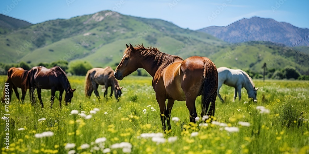 Wild horses grazing contributing to a healthy ecosystem , Wild horses ...