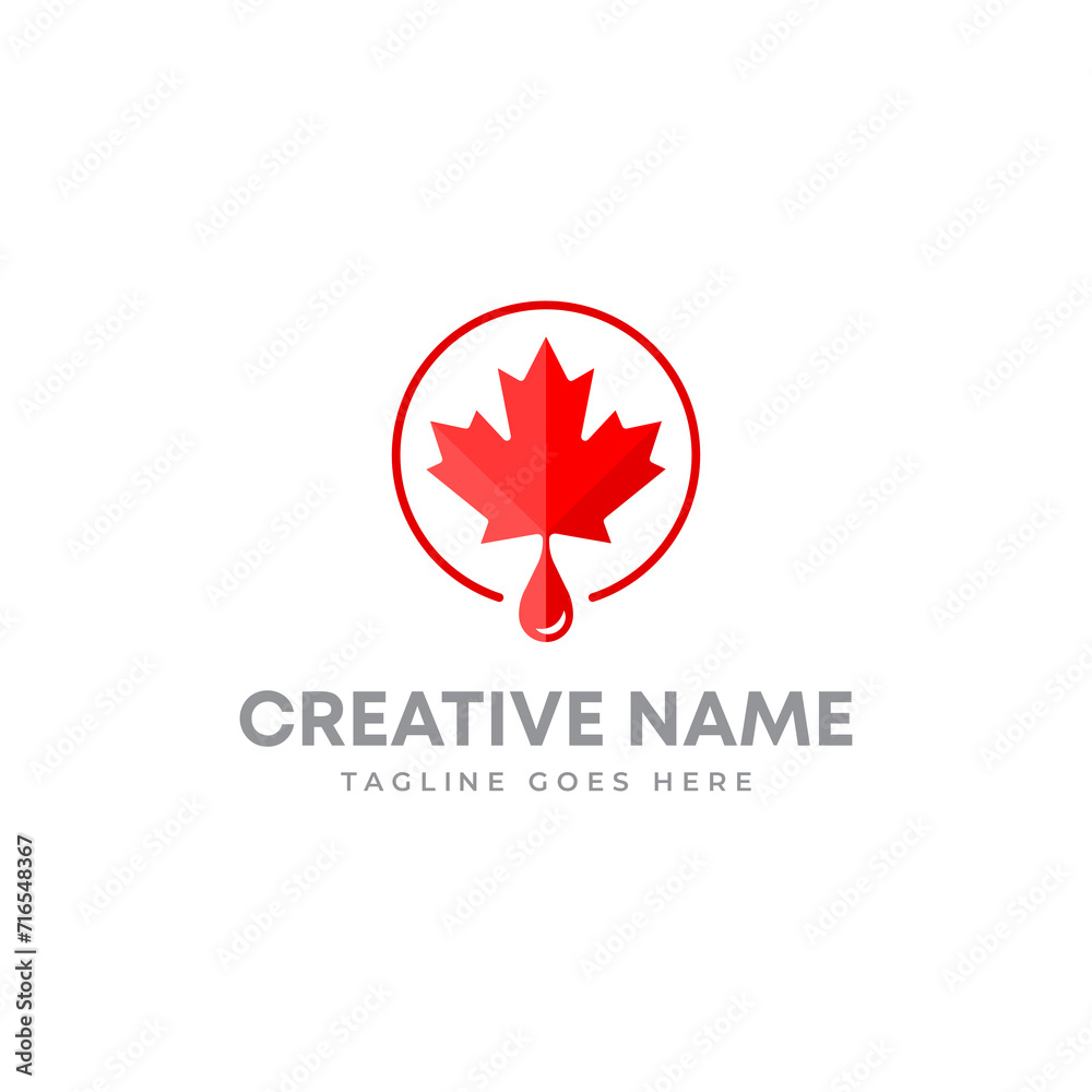 Canadian maple juice logo. maple drop logo. maple syrup logo Stock ...