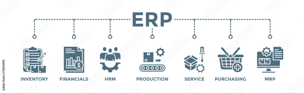 ERP banner web icon vector illustration concept for enterprise resource ...