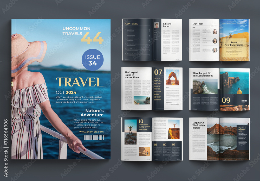 Travel Magazine Layout Stock Template | Adobe Stock