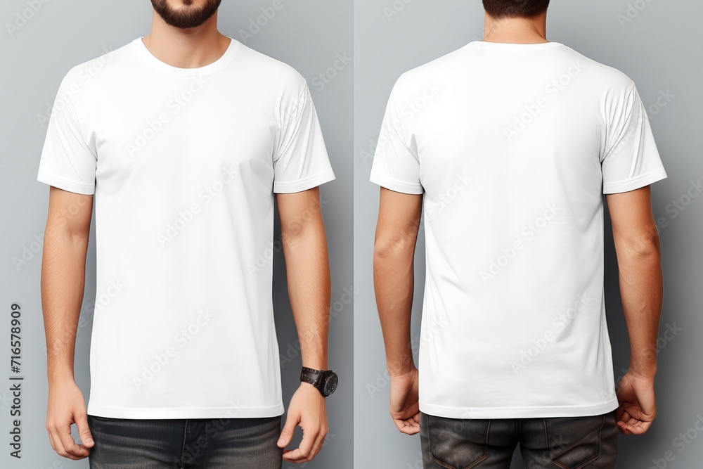 Modern plain white t-shirt mockup template in photo studio setting with ...