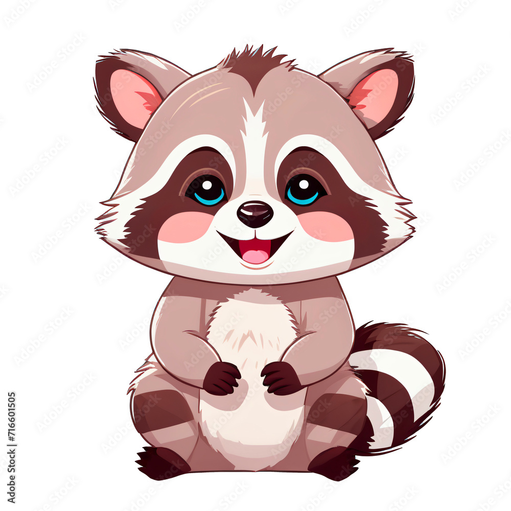 cute cartoon raccoon clip art on transparent background PNG - close-up ...