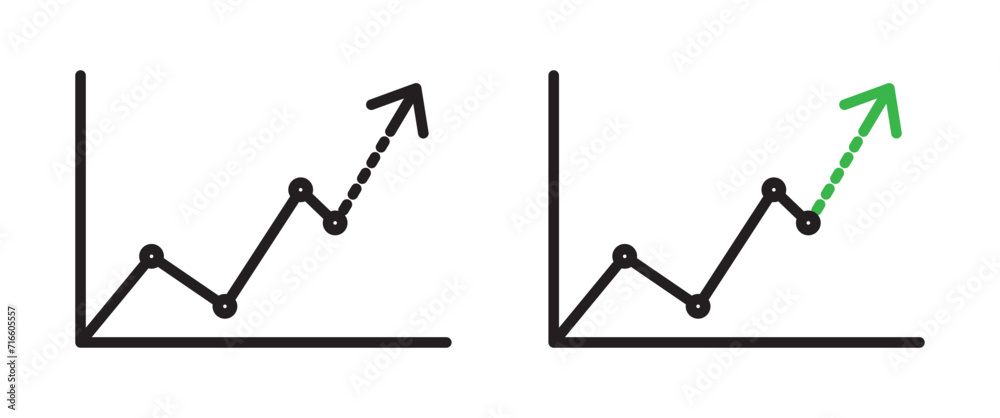 Market Prediction Vector Illustration Set. Graph statistics forecast ...