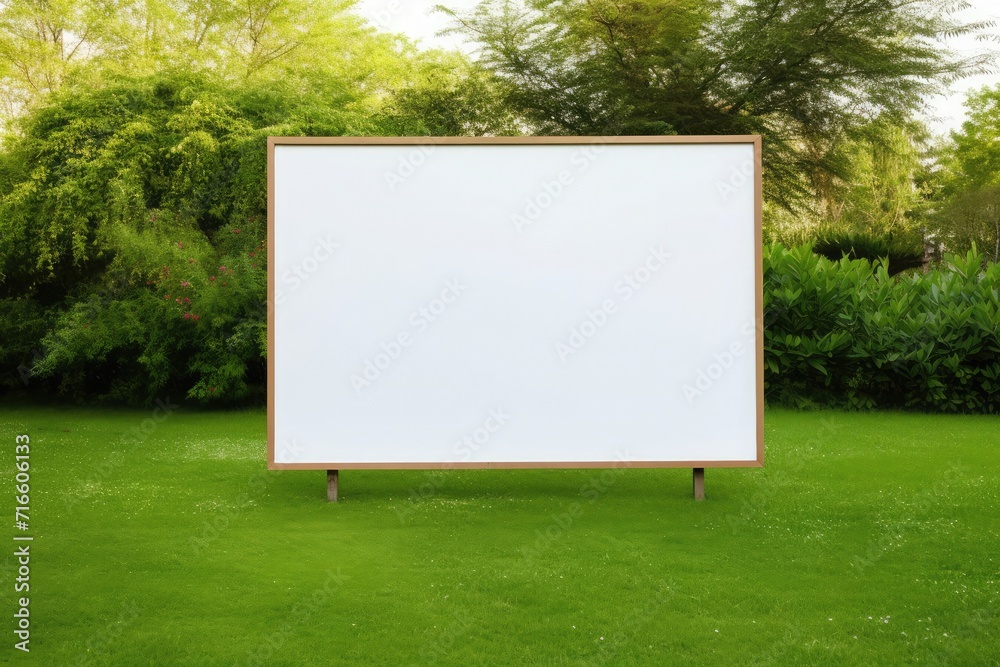 White blank lawn sign, house for sale sign, perfect level lawn Stock ...