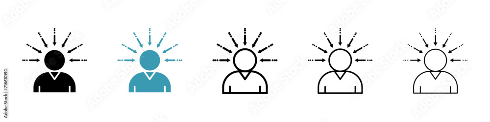Persuasion Vector Icon Set. Brainstorming blandishment attention with ...