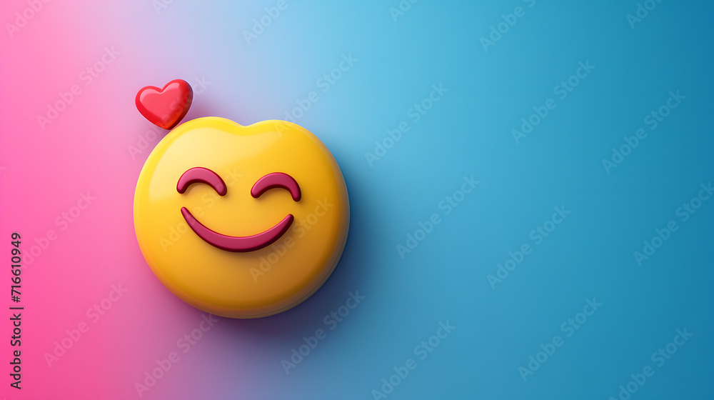 Smile happy laugh heart emoji emoticon with colorful vibrant abstract ...