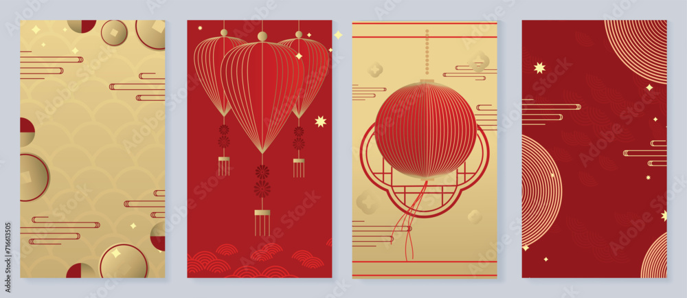 Chinese New Year cover background vector. Luxury background design with ...