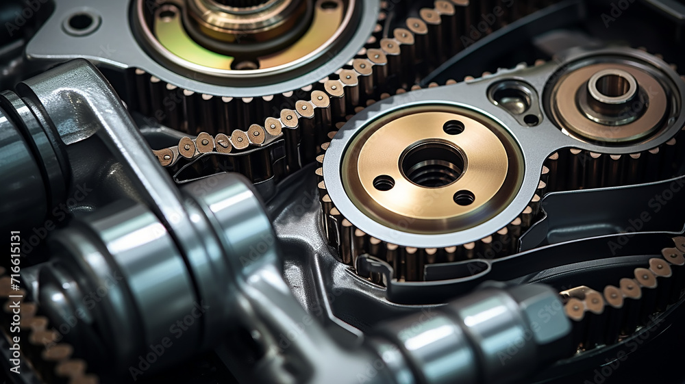 gears replacement of the timing belt in the engine, abstract background ...
