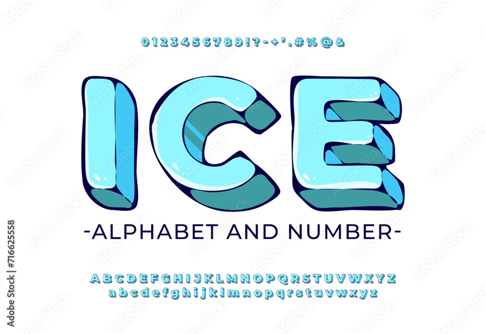 Ice cube style ice alphabet. 3D ice letters. Cold, cartoon icy letters ...