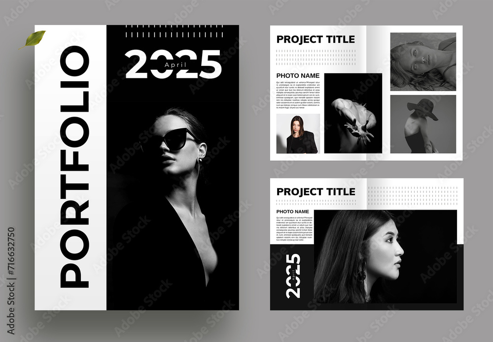 Portfolio Black & White Layout Stock Template | Adobe Stock