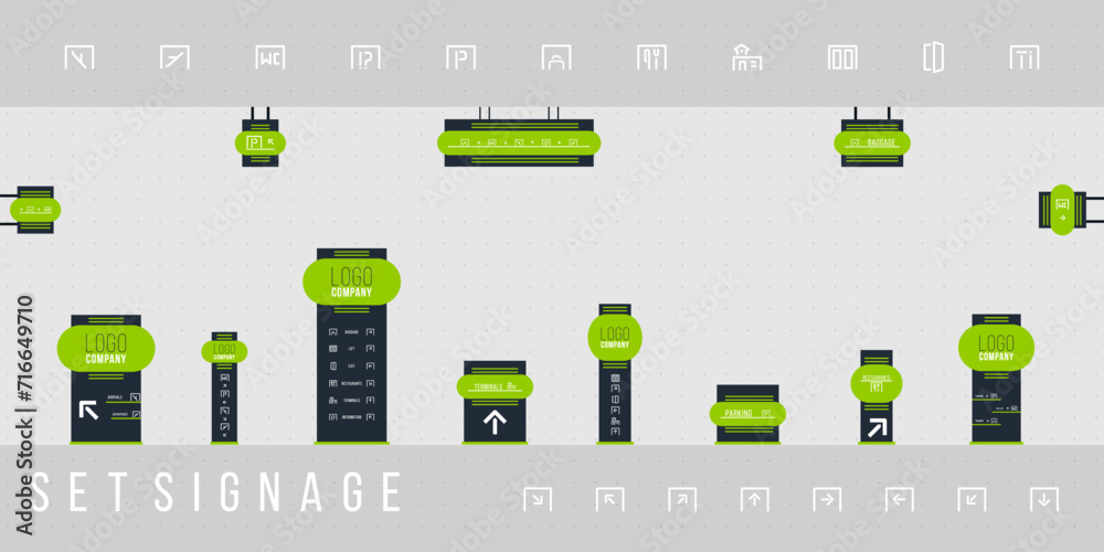 Set of signage vector.Direction,pole, wall mount and traffic signage ...