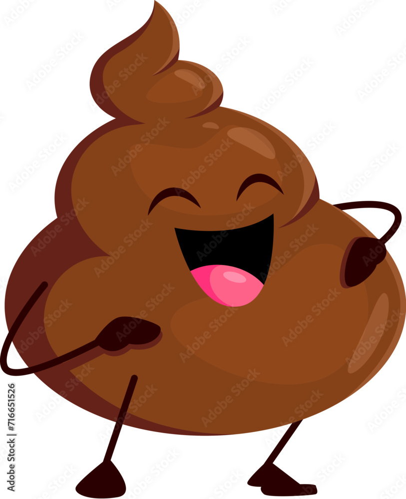 Poster Funny poo excrement, cartoon laughing poop emoji character ...