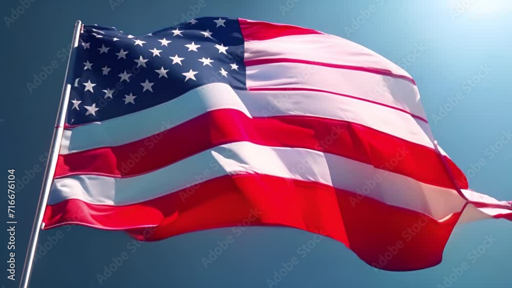 Vidéo Stock seamless American Flag Slow Waving with visible wrinkles ...