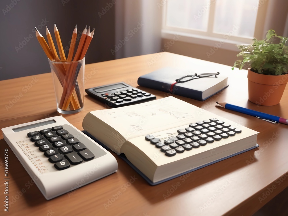 The book and other things kept on table available for Mathematic ...