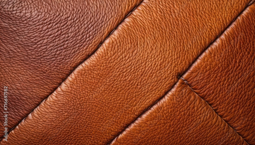 a close up view of a brown leather texture with a diagonal strip of ...