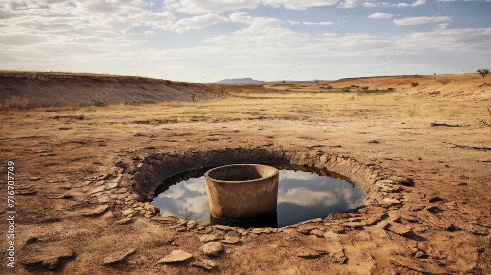an empty water well, illustrating the dire consequences of water ...