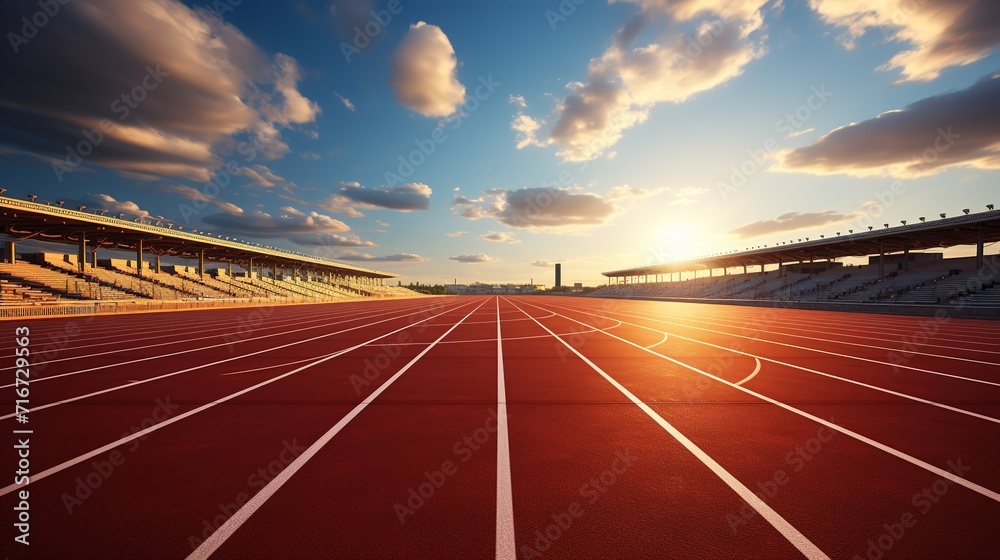 Track and field race lane. Empty race track. Track and field stadium ...