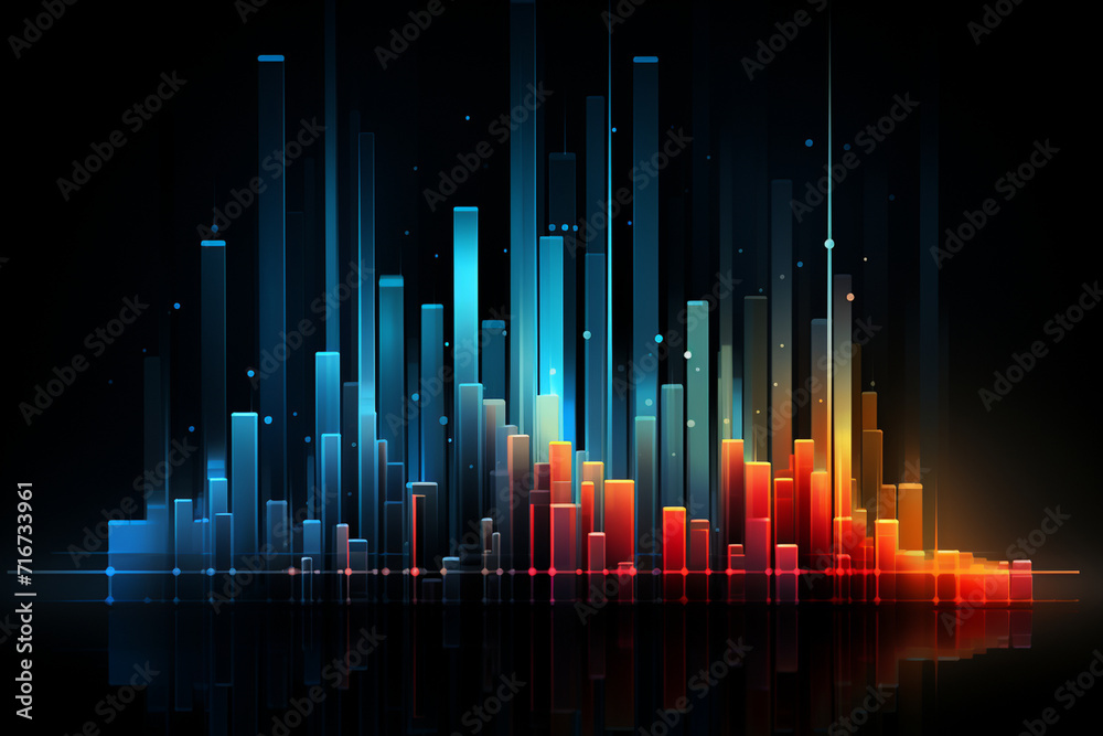 An abstract bar chart design featuring interconnected bars in ...