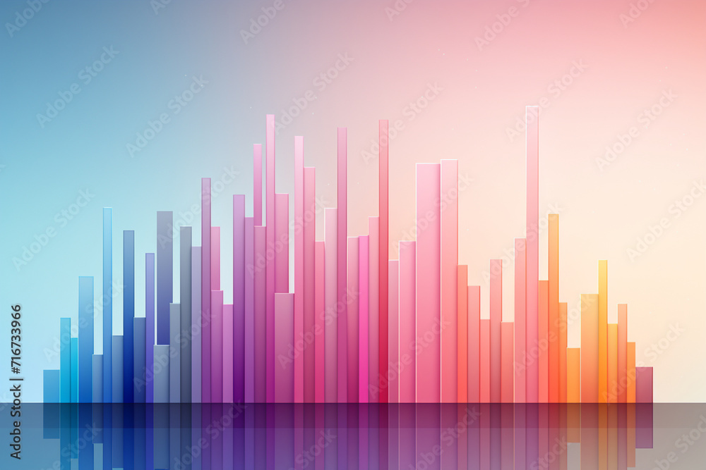 A minimalist bar chart illustration showcasing bars of varying lengths ...
