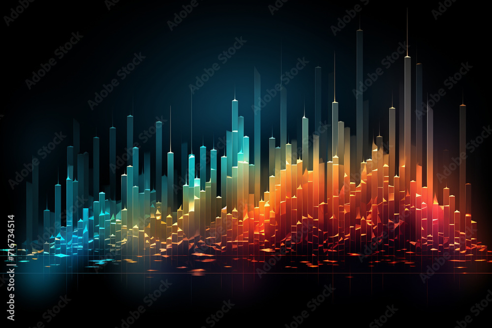 A dynamic bar chart illustration with bars arranged in a zigzag pattern ...