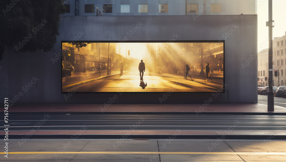 Cityscape Billboard: A Modern Advertising Space on an Empty Road with a ...