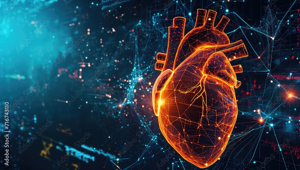 Vibrant Illustration of a Human Heart Surrounded by Dynamic Light ...