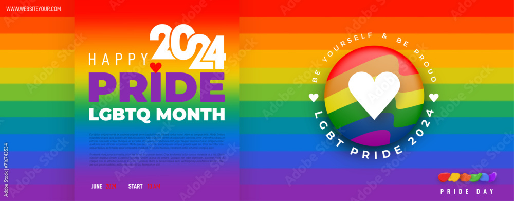 Happy Pride month poster 2024. LGBT, Gay rights. Pride month landing ...
