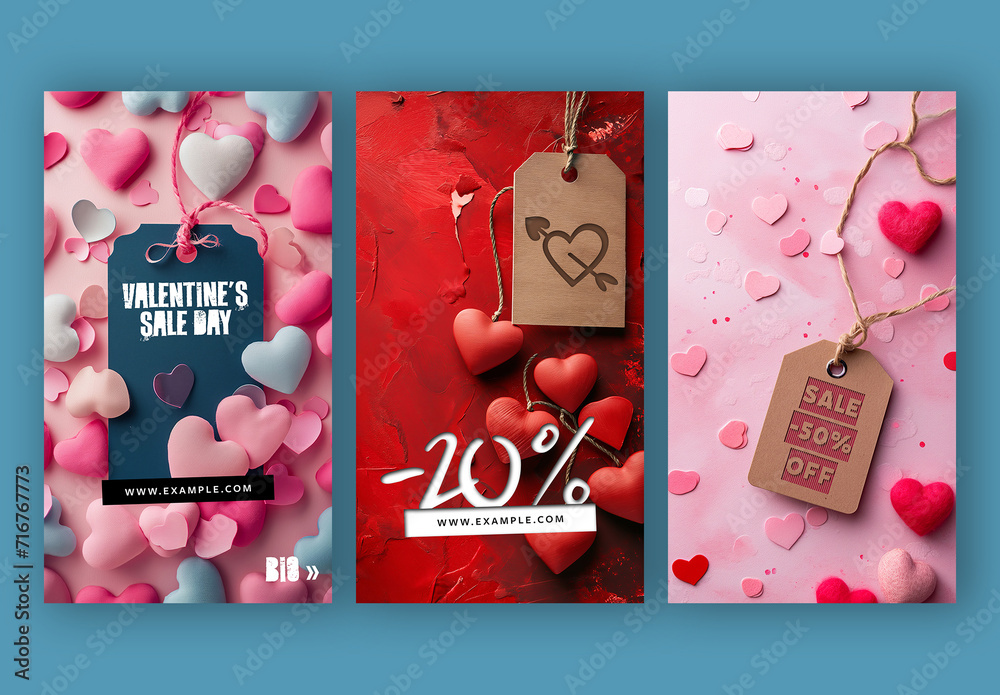 Romantic Social Media Story Layouts With Valentines Price Tag Design ...