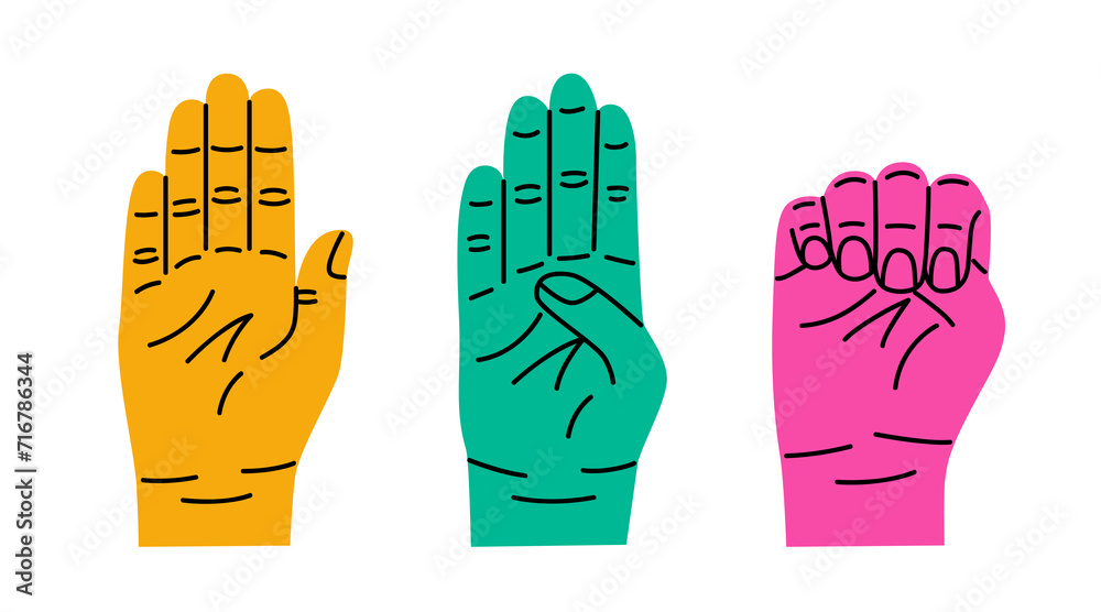 Gesture for help. Colorful hand gesture in case of domestic violence ...