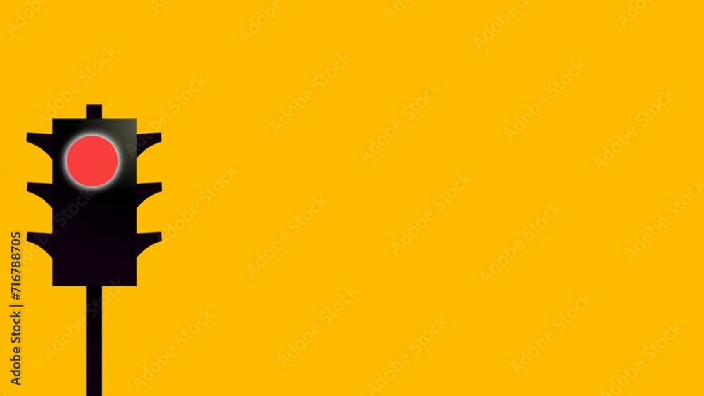 Animated illustration of traffic light on red light with copy space ...