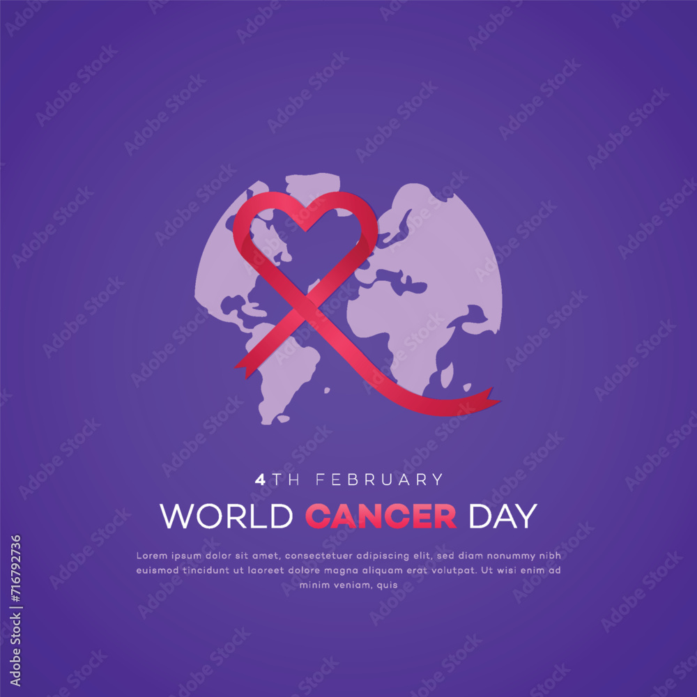 World Cancer Day poster, card, February 4 | Vector. with ribbon of ...
