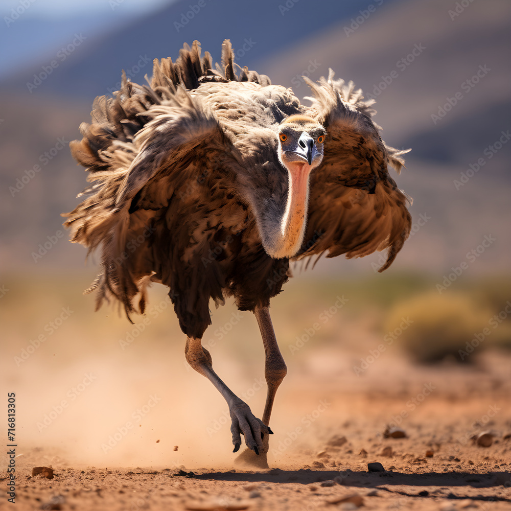 Captivating Display of Speed and Grace: Ostrich Sprinting in the ...