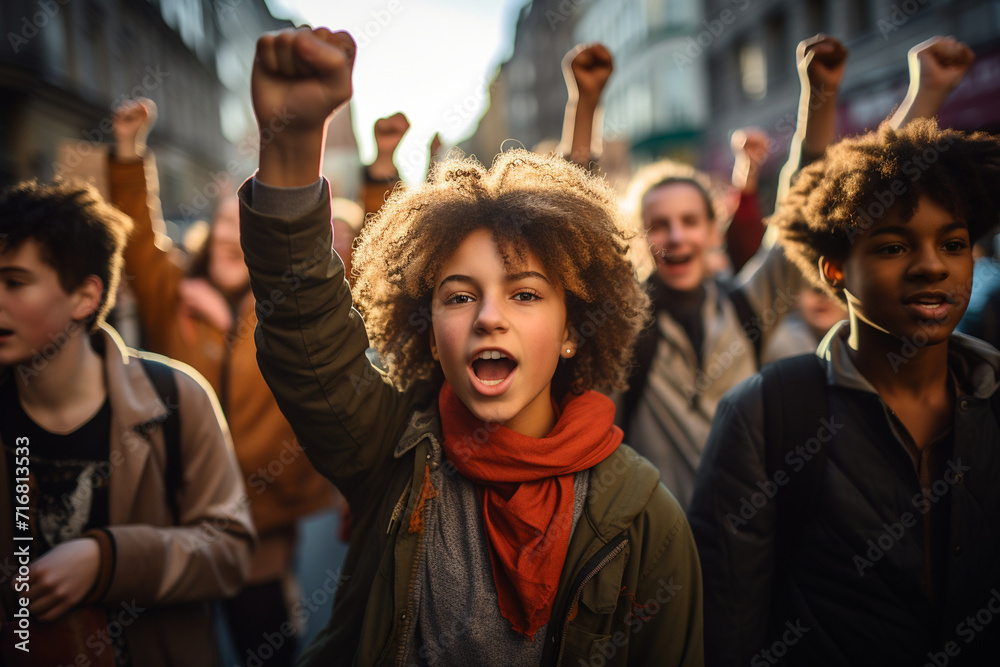 A powerful image of youth activists organizing a peaceful demonstration ...