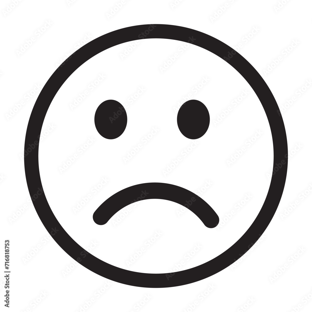 Sad face emoticons . Sad Face line emoji. emoji line art vector icons ...