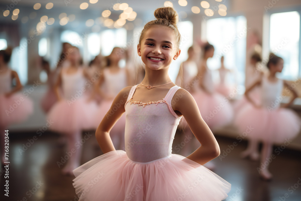 Little ballerinas, Girl wearing pink tutu skirt and having fun ballet ...