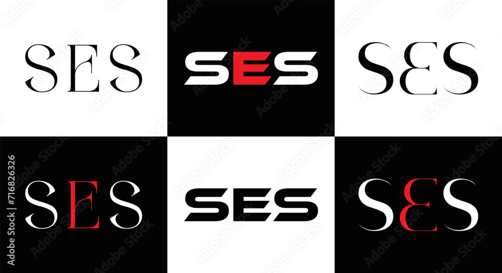 SES logo. S E S design. White SES letter. SES, S E S letter logo SET design. Initial letter SES ...