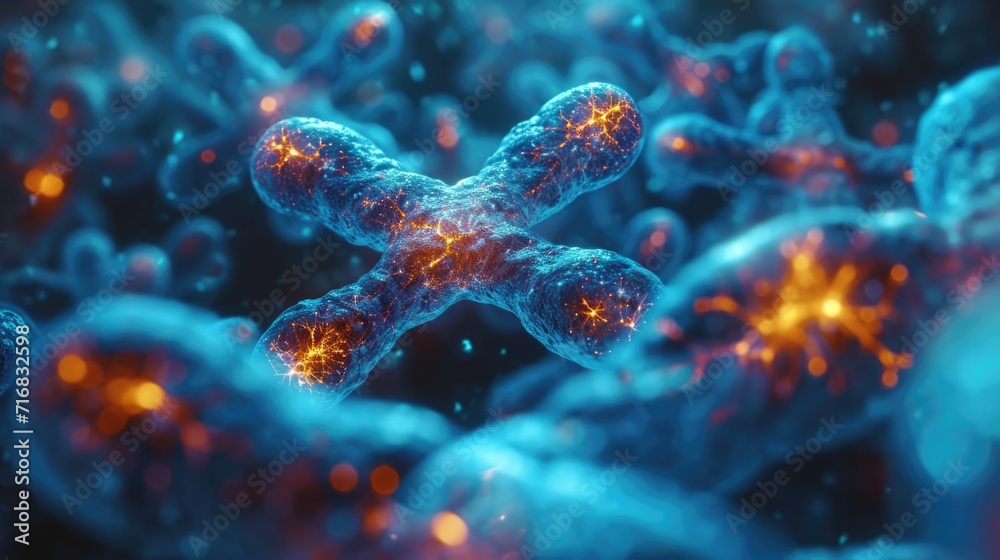 X Chromosome. Dna molecule. Genetic code analysis. Helix acid gene. 3d ...